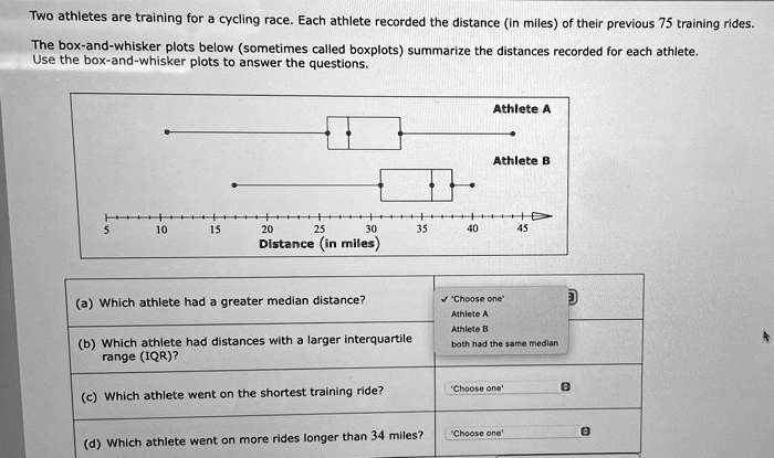 Solved The Box And Whisker Plots Below Sometimes Called Boxplots Summarize The Distances