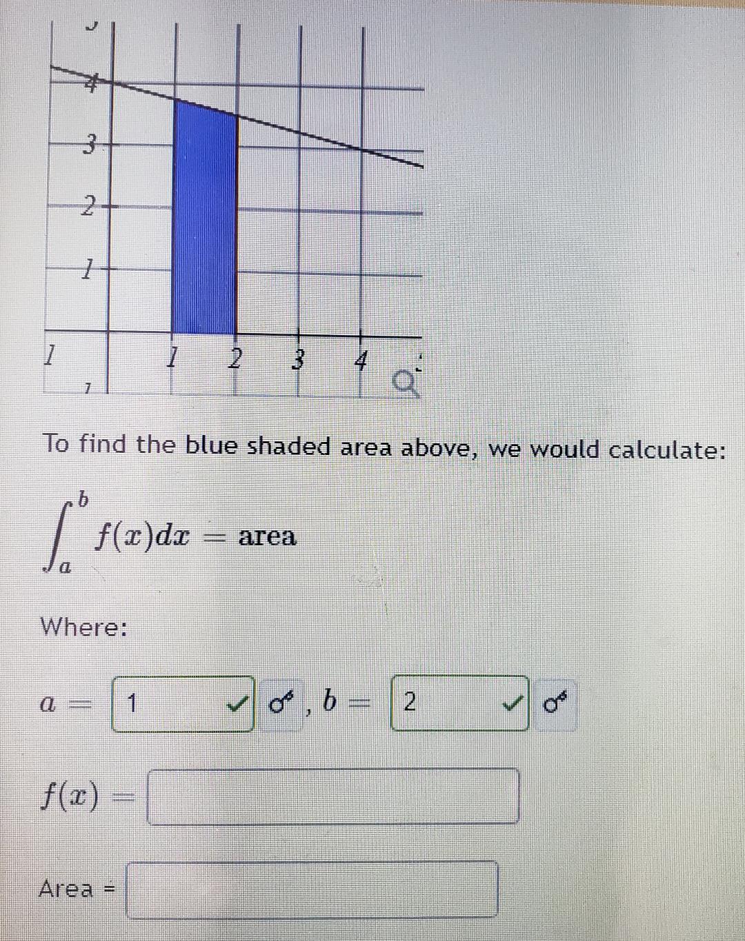 To find the blue shaded area above, we would calculate: