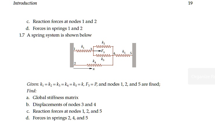 Introduction c. Reaction forces at nodes 1 and 2 d. Forces in springs 1 and 2 1.7 A spring ...