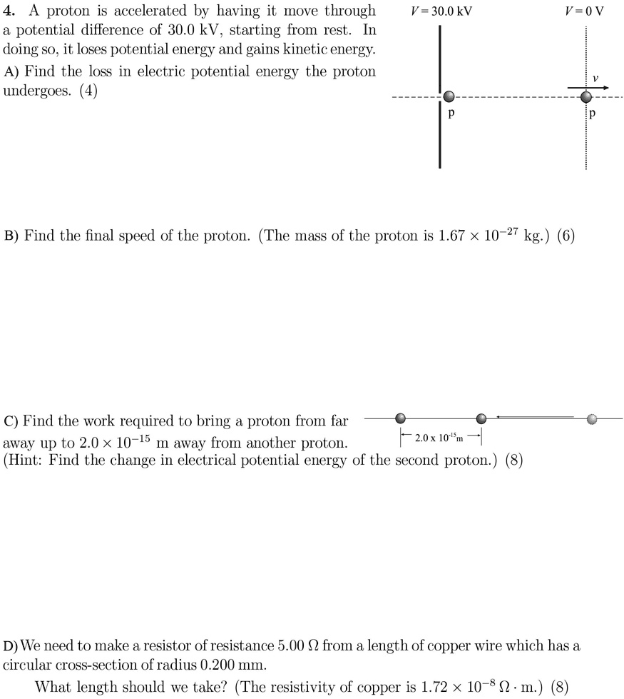 SOLVED: A proton is accelerated by having it move through potential difference of 30.0 kV ...
