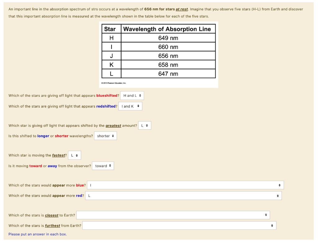 SOLVED: An important line in the absorption spectrum of stars occurs at ...