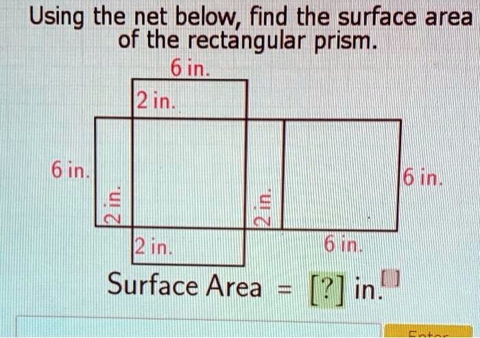 using the net below find the surface area of the rectangular prism 6in ...