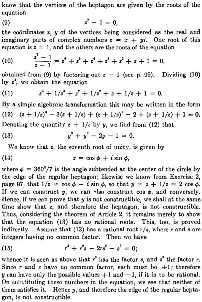 SOLVED: We know that the vertices of the heptagon are given by the roots of the equation (9)z^2 ...