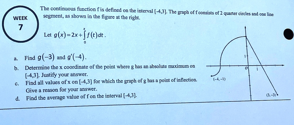 [GET ANSWER] the continuous function f is defined on the interval 43 the graph of f consists of ...