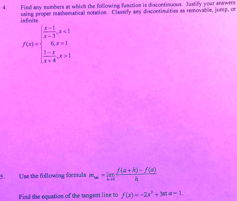 SOLVED: Find any numbers at which the following function is ...