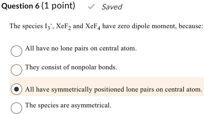 Xef4 Dipole Moment Is Zero