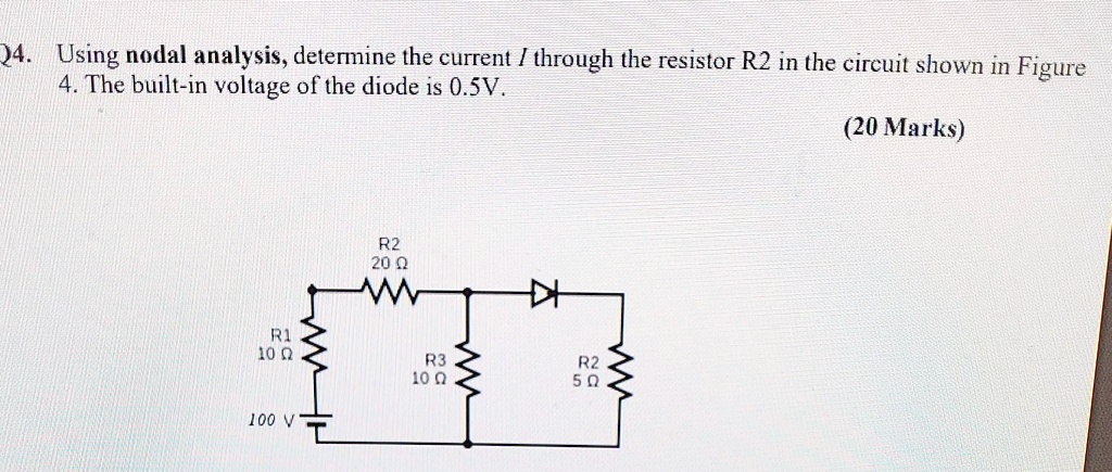 SOLVED: Using nodal analysis, determine the current through the resistor R2 in the circuit shown ...