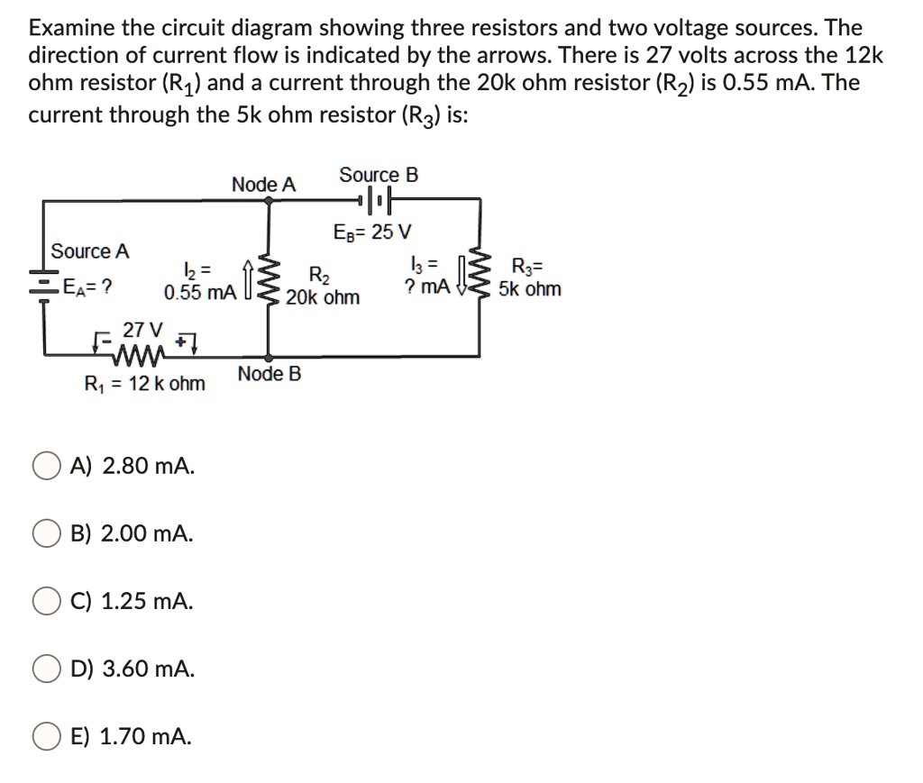 SOLVED: Examine the circuit diagram showing three resistors and two ...