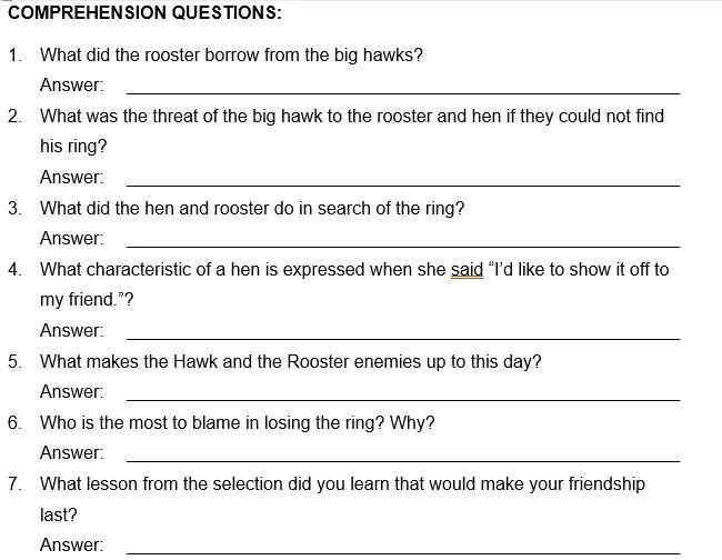 SOLVED: 'paki sagot na pls need na eh ty COMPREHENSION QUESTIONS: What ...