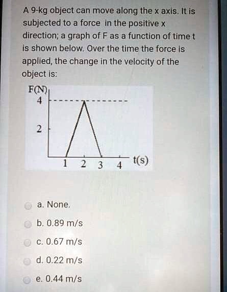 SOLVED: A 9-kg object can move along the x-axis. It is subjected to a ...
