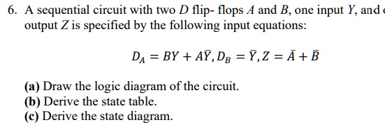 Solved A Sequential Circuit With Two D Flip Flops A And B One Input Y And Output Z Is