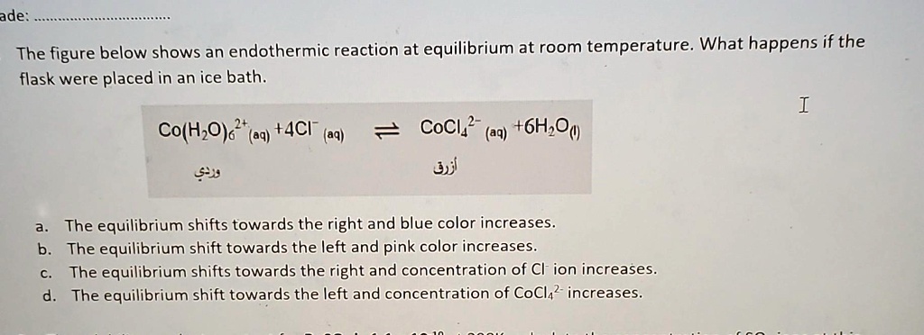 ade: The figure below shows an endothermic reaction at equilibrium at ...