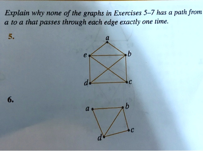 SOLVED: Explain why none Of the graphs in Exercises 5-7 has a path from ...