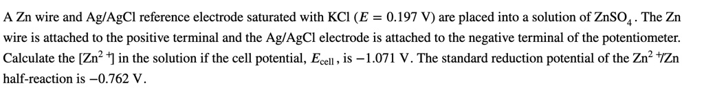 a zn wire and agagcl reference electrode saturated with kcl e 0197 v ...