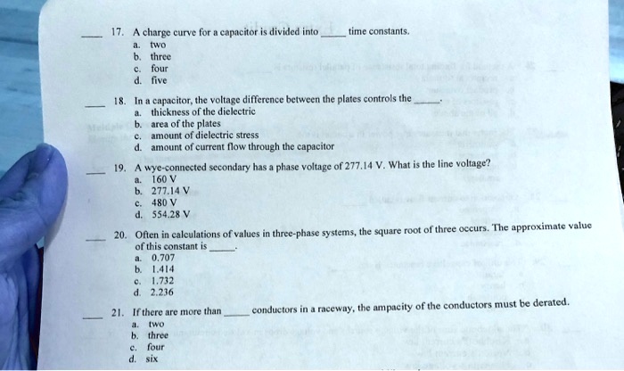SOLVED: 17. A charge curve for a capacitor is divided into time constants: a. two b. three c ...