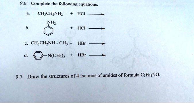 96 complete the following equations chchnhz hci nhz hci chchnh ch hbr ...