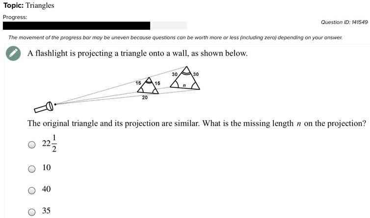 Topic: Triangles Progress: Question ID: 141549 The movement of the ...