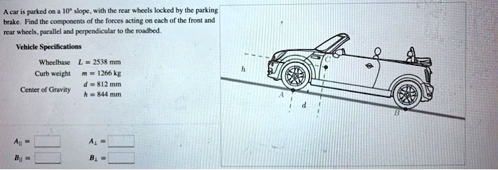 SOLVED: A car is parked on a 10Â° slope, with the rear wheels locked by ...