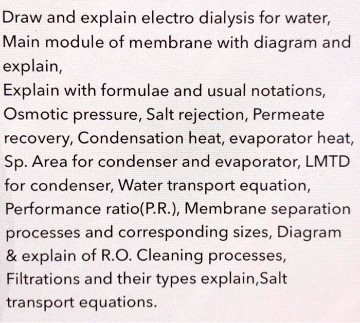 SOLVED: Text: membrane desalination processes Draw and explain ...