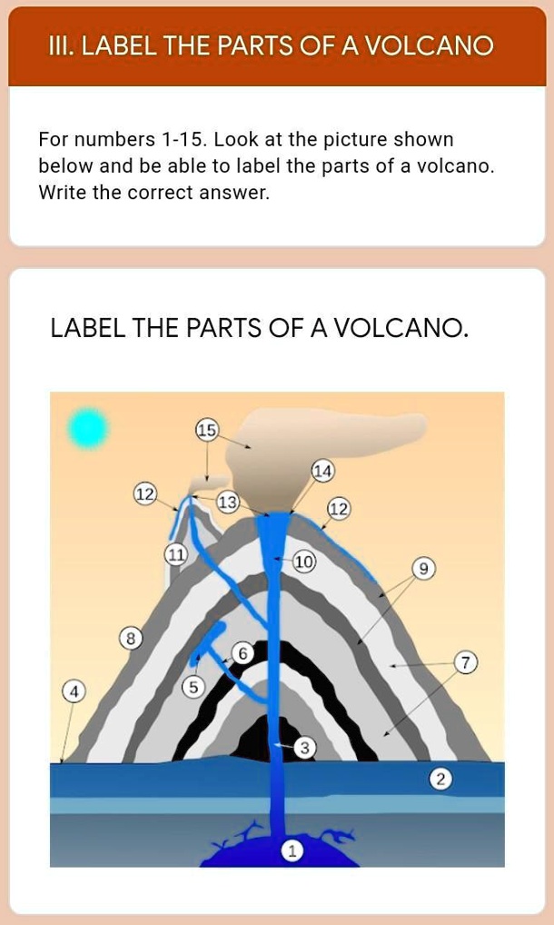 SOLVED: 'LABEL THE PARTS OF VOLCANOi need your helpplssss answer thisss ...