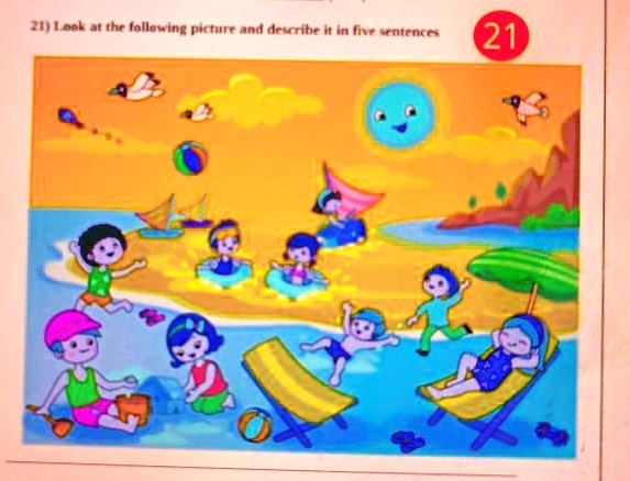 SOLVED: Ques. Look at the following picture and write five sentences on it. Title: Describe the ...