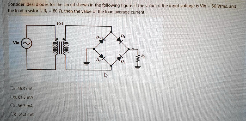 SOLVED: Consider ldeal diodes for the circuit shown in the following figure.If the value of the ...