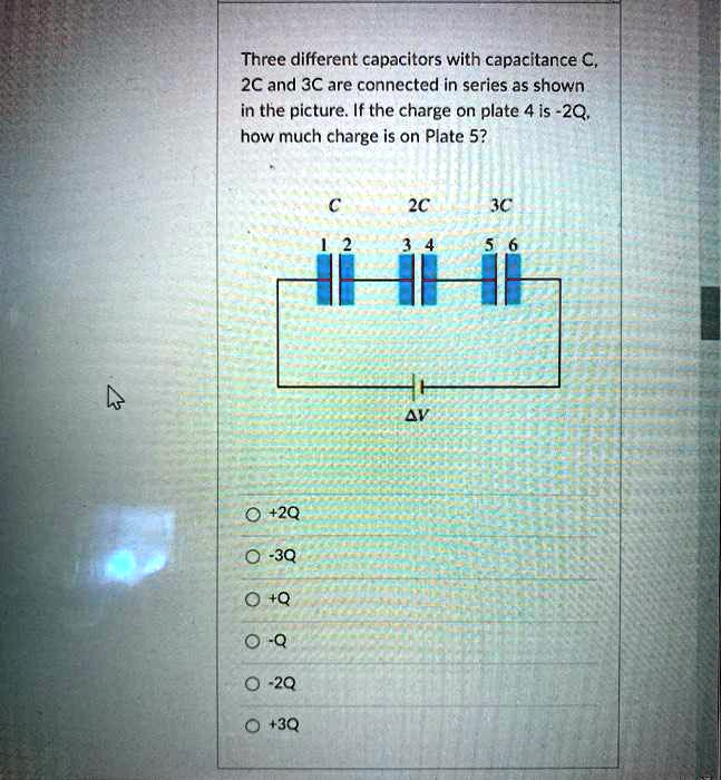 SOLVED: Three different capacitors with capacitance C, 2C and 3C are ...