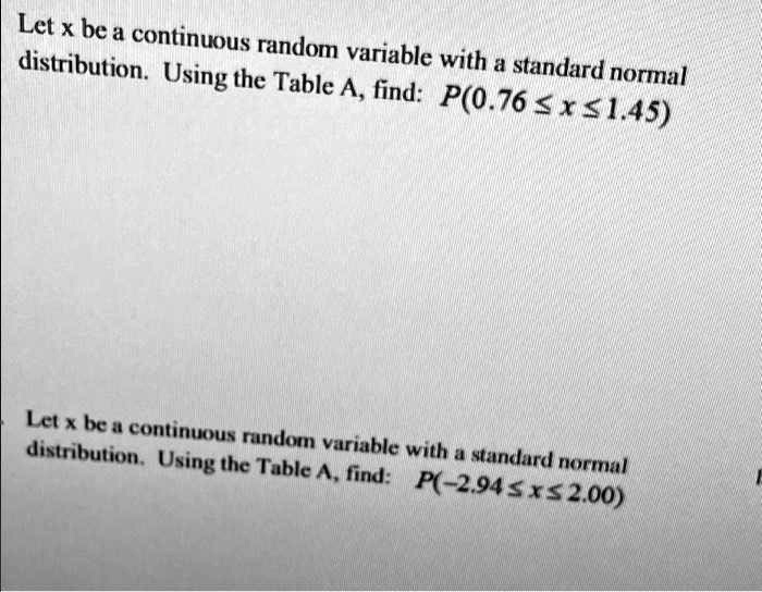Solved Let X Be A Continuous Random Variable With A Standard Normal Distribution Using Table A