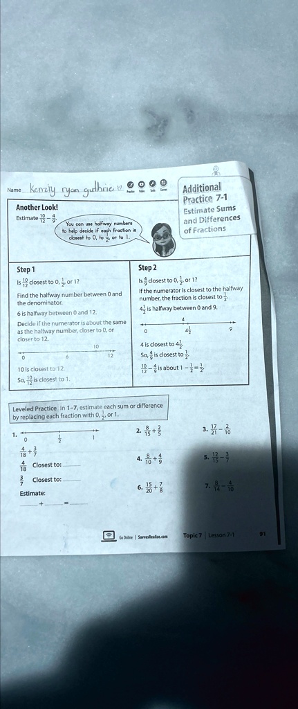 Help With This Homework Additional Practice 7 1 Estimate Sums And