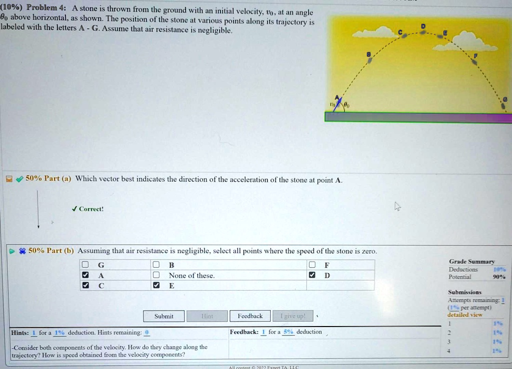 need part b answered 10 problem 4a stone is thrown from the ground with ...