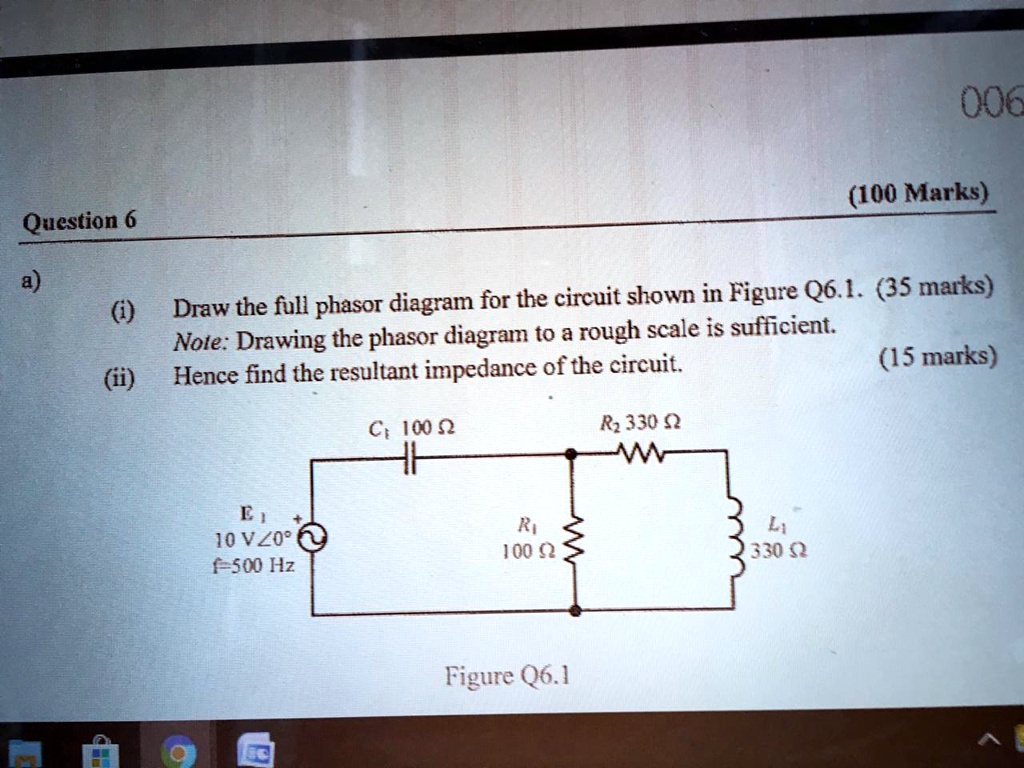 SOLVED: (100 Marks) Question 6 a) (i) Draw the full phasor diagram for ... SOLVED: (100 Marks) Question 6 a) (i) Draw the full phasor diagram for ...