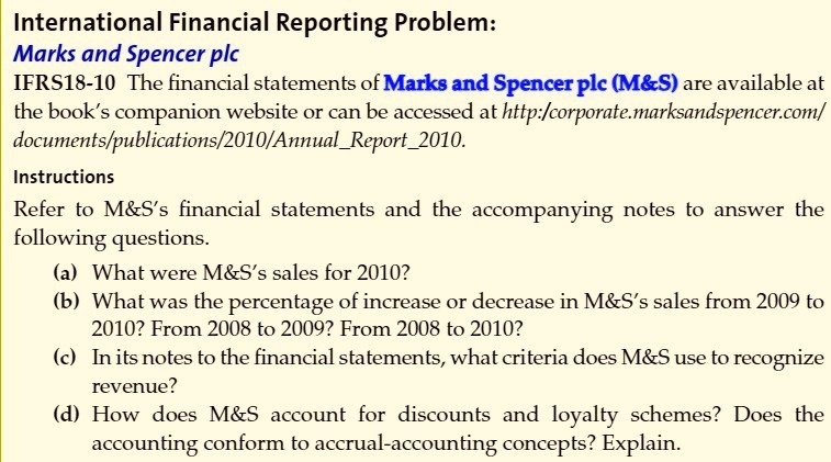 SOLVED: International Financial Reporting Problem: Marks and Spencer ...