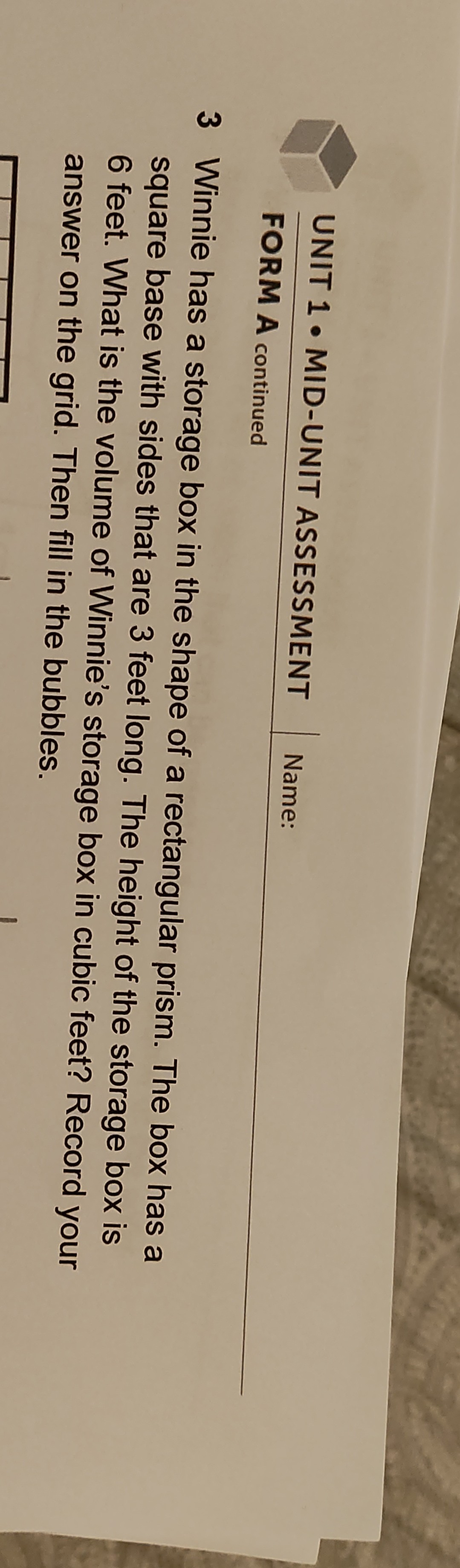 SOLVED: UNIT 1 ∙ MID-UNIT ASSESSMENT Name: FORM A continued 3 Winnie ...