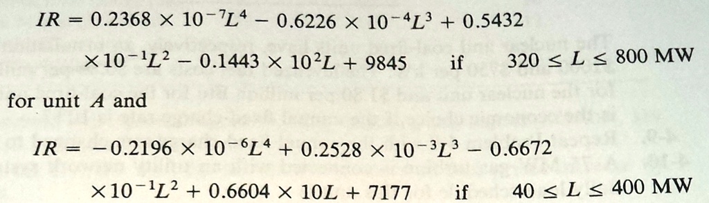 SOLVED: Two generating units have the incremental heat rates expressed ...