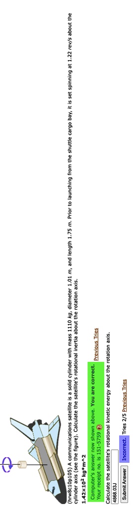 Hrw8c10p105 A Communications Satellite Is A Solid Cylinder With Mass 1110 Kg Diameter 1 01 M