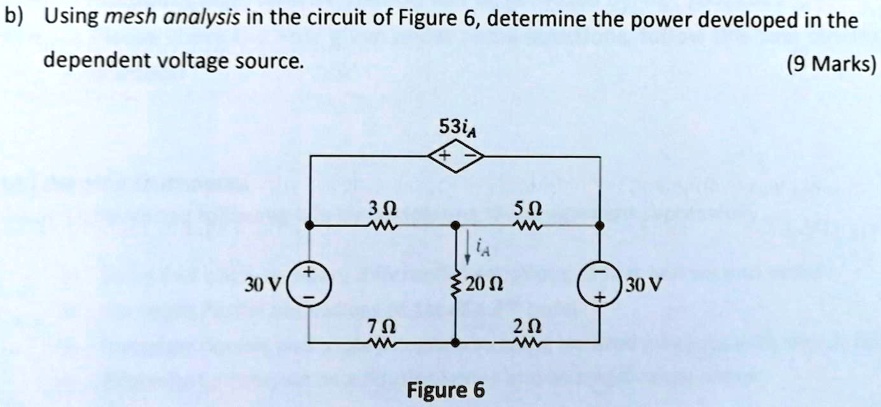 b using mesh analysis in the circuit of figure 6 determine the power developed in the dependent ...