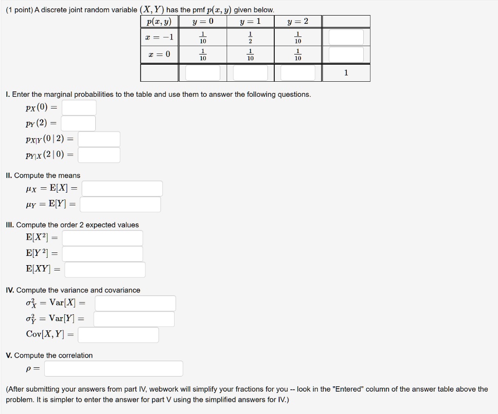 point a discrete joint random variable xyhas the pmf plc pxy y u given ...