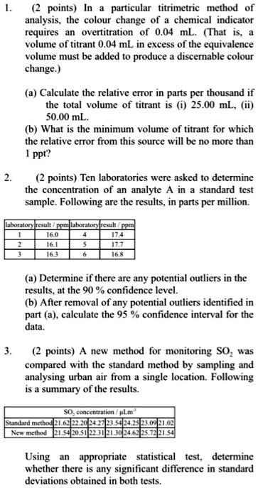 SOLVED: Particular titrimetric method analysis. The color change of the ...
