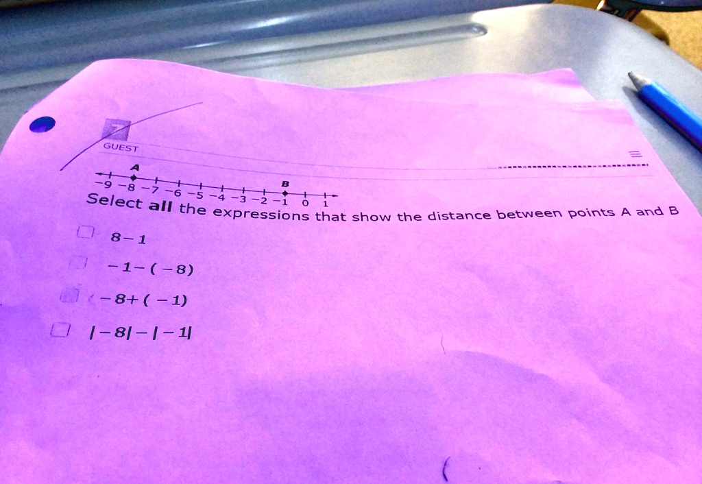 SOLVED: 'Please help. Select all the expressions that show the distance between points A and B B ...