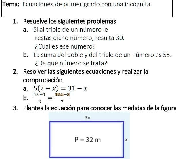 ecuaciones de primer grado con una incognita tema ecuaciones de primer grado con una incognita 1 ...