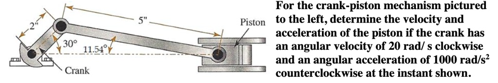 30° 11.54° Crank 5" For the crank-piston mechanism pictured Piston to ...
