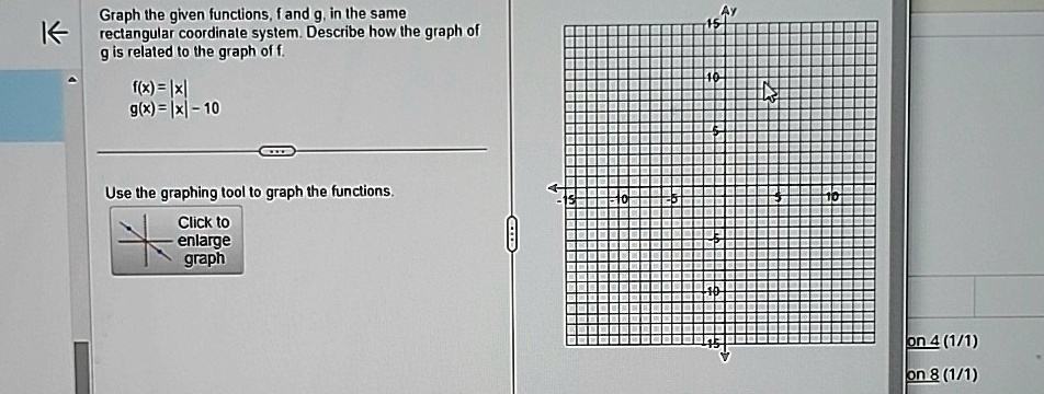 Graph the given functions, f and g, in the same rectangular coordinate ...