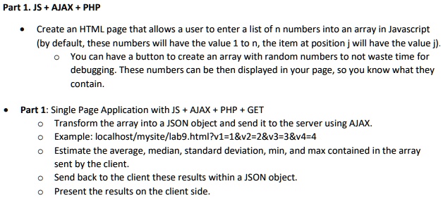 Solved Part 1 Js Ajax Php Create An Html Page That Allows A User To Enter A List Of N 3268