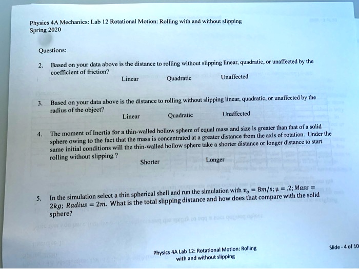 physics 4a mechanics lab 12 rotational motion rolling with and without ...