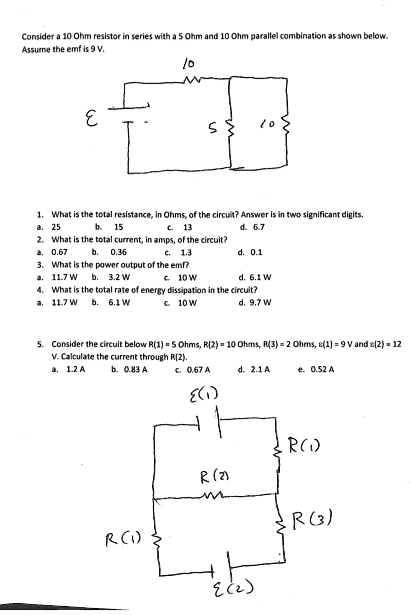 consider a 10 ohm resistor in series with a 5 ohm and 10 ohm parallel ...
