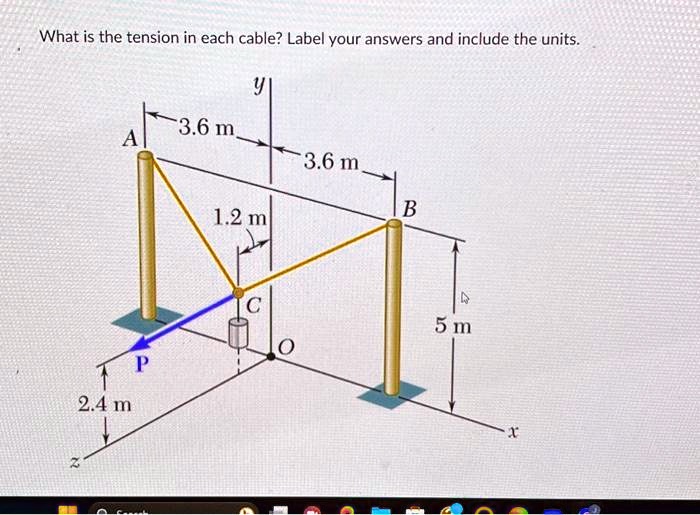What is the tension in each cable? Label your answers and include the ...