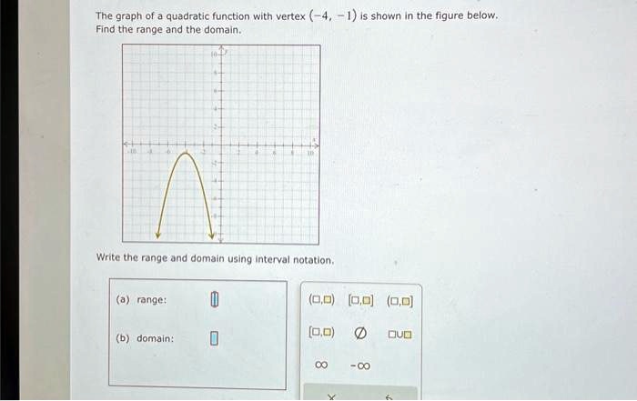 SOLVED: Texts: The graph of a quadratic function with vertex (-4,1) is ...
