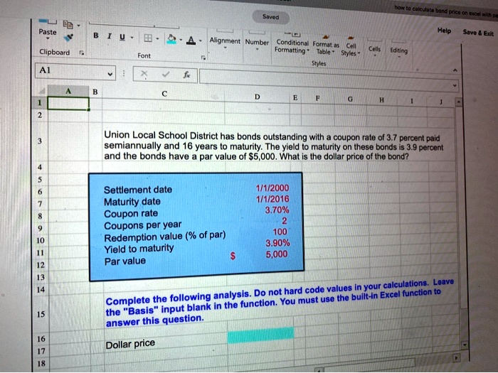 SOLVED: What formula do you use in Excel to get the dollar price of a ...