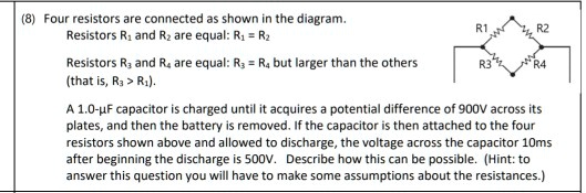 four resistors are connected as shown the diagram resistors and rz are ...