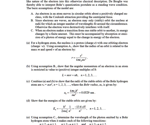 SOLVED: Need help with parts c-e classical description. De Broglie was ... SOLVED: Need help with parts c-e classical description. De Broglie was ...